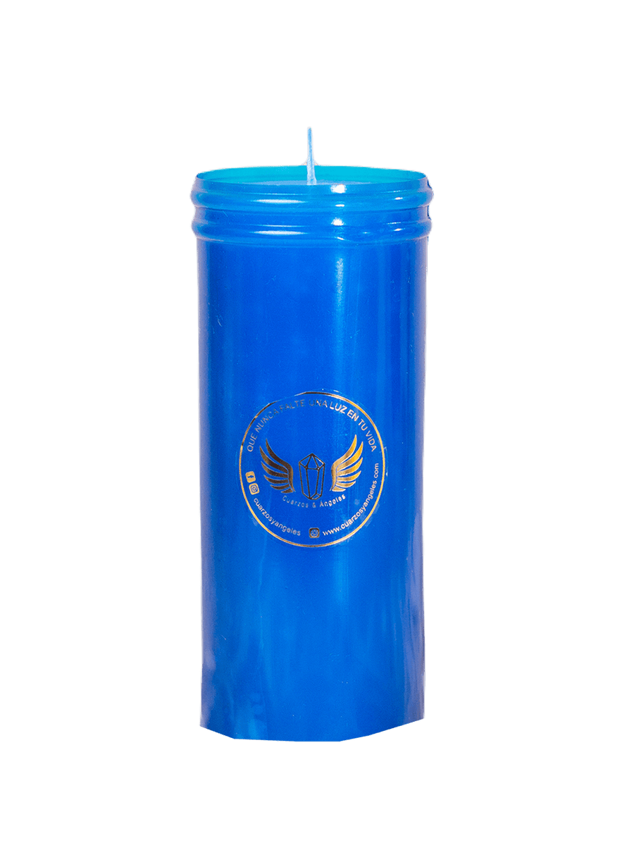 VELA VASO AZUL– Cuarzos y Ángeles
